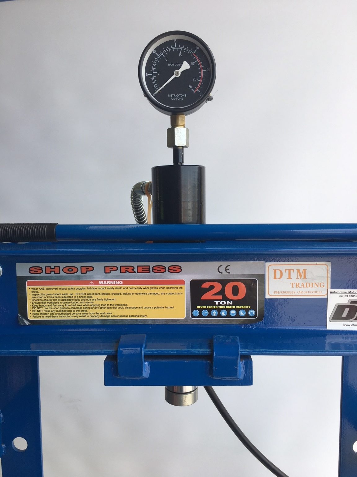 High/Low 20 Ton Hydraulic Shop Press - DTM Trading