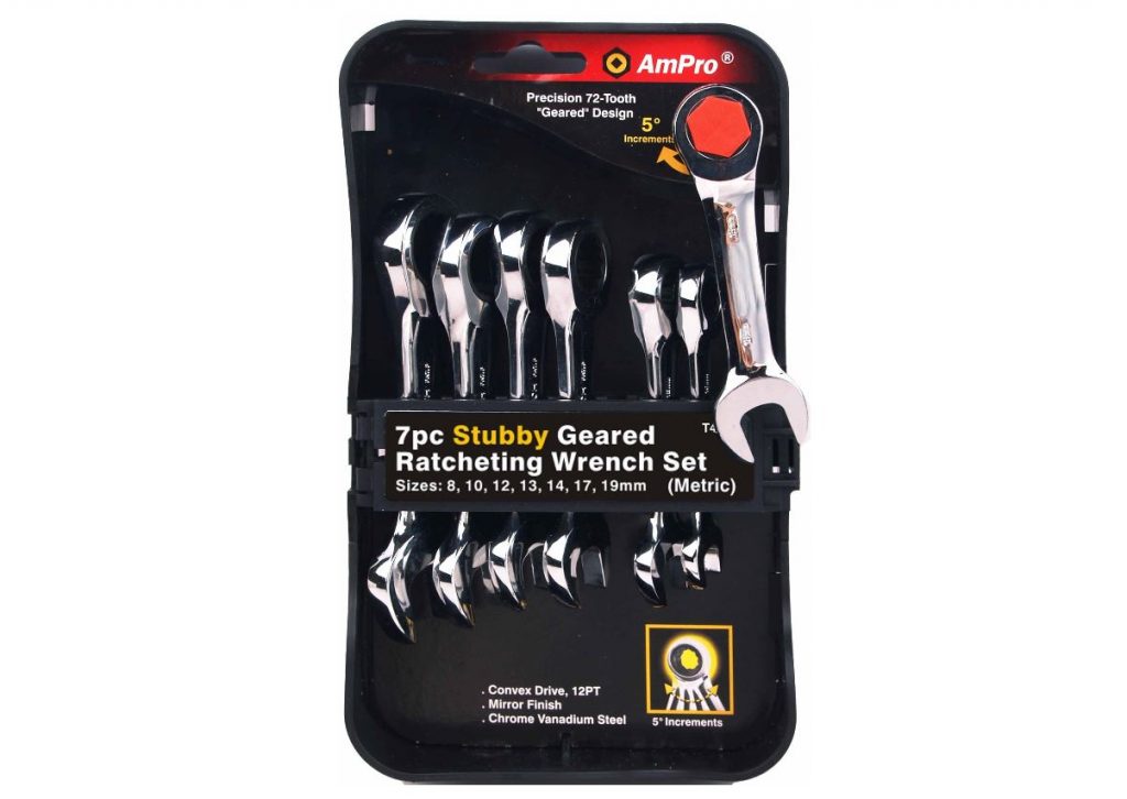 T41383 7piece Stubby Geared Ratcheting Wrench Set - DTM Trading